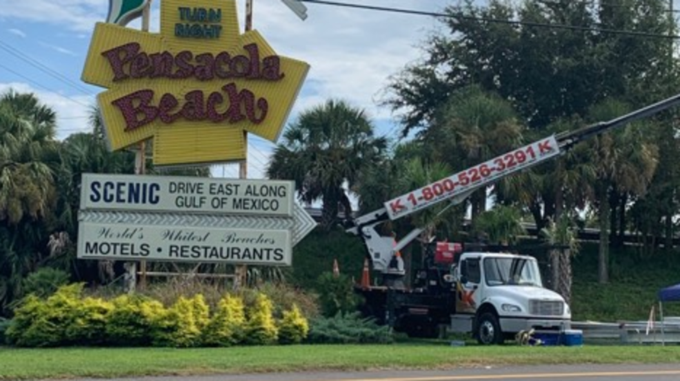 Out with the old, in with the new Pensacola Beach sign | WEAR